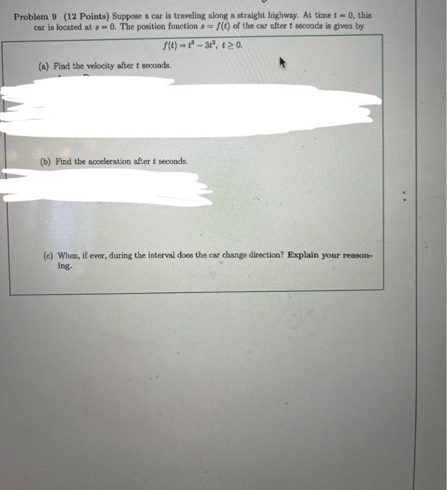 Solved Problem 9 (12 Points) Suppose a car is traveling | Chegg.com