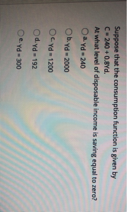 Solved Suppose that the consumption function is given by C = | Chegg.com