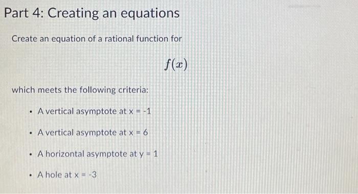 Solved please state an equation that satisfies to the | Chegg.com