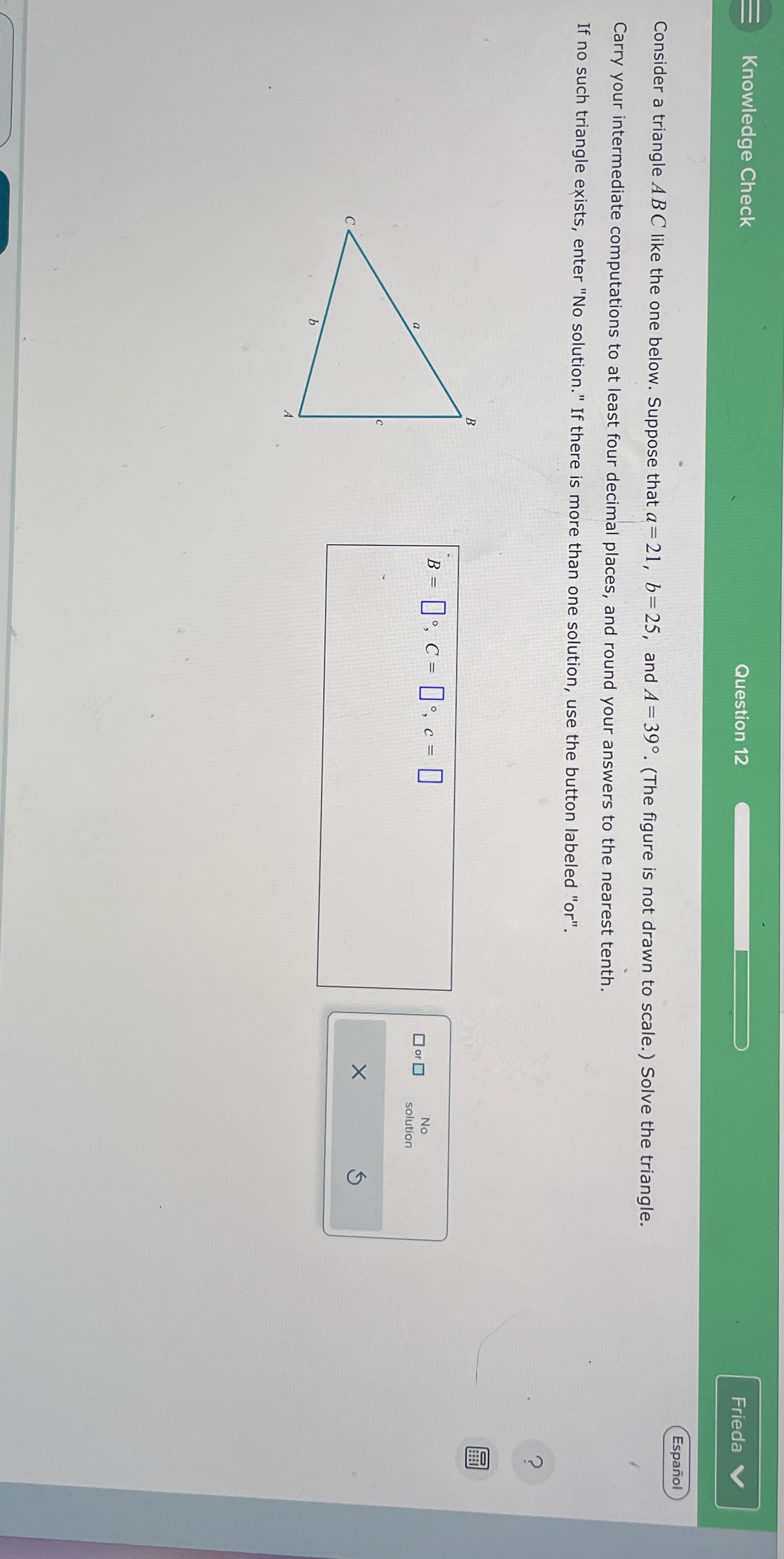 Solved Knowledge CheckQuestion 12Consider a triangle ABC | Chegg.com
