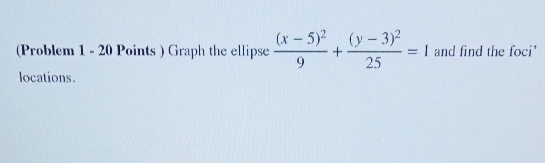 Solved (Problem 1 - 20 Points ) Graph the ellipse | Chegg.com