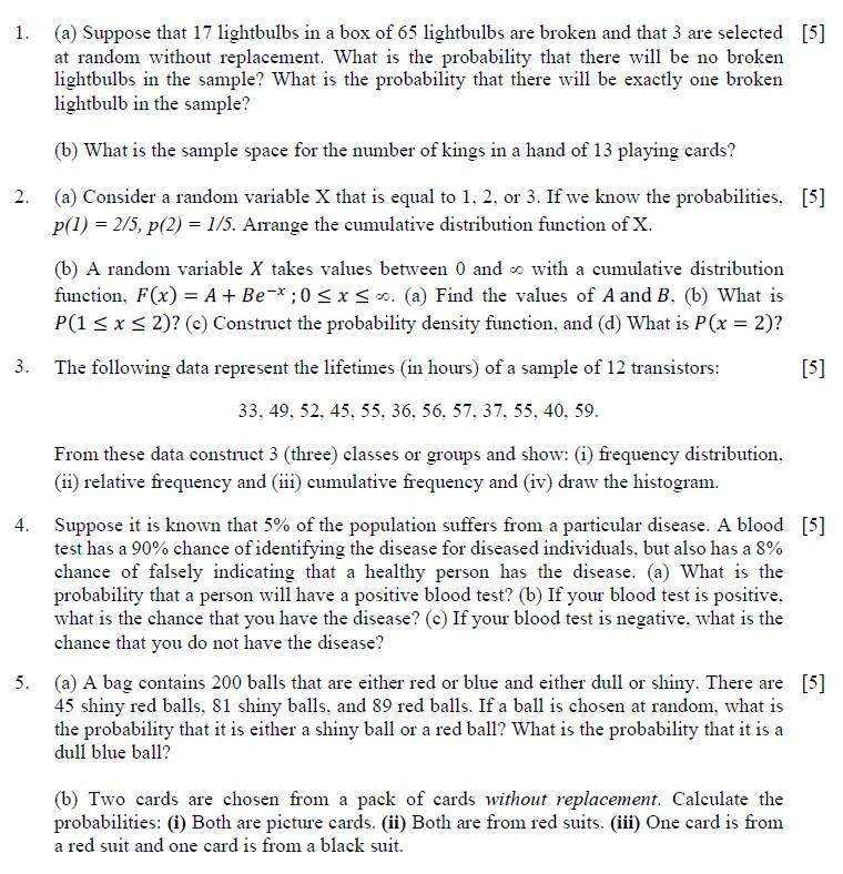 Solved 1. (a) Suppose that 17 lightbulbs in a box of 65 | Chegg.com