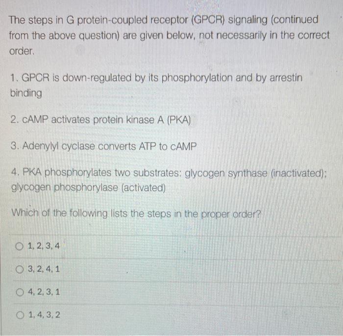 Solved The steps in G protein-coupled receptor (GPCR) | Chegg.com