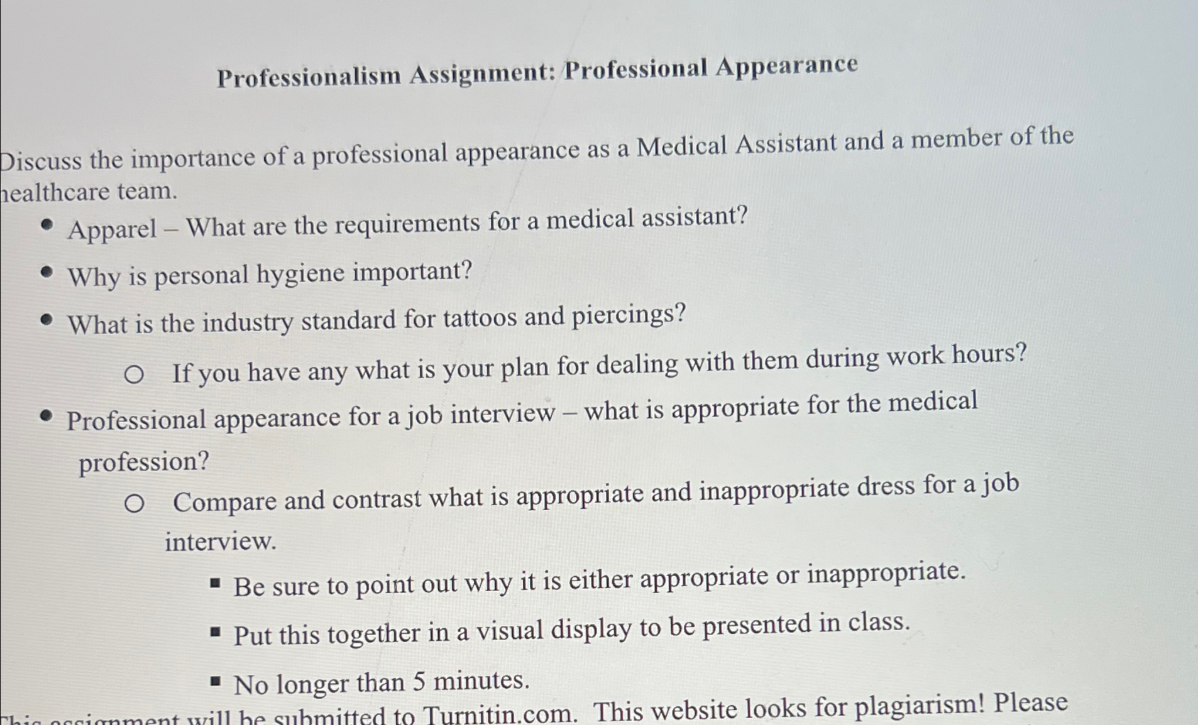 Solved Professionalism Assignment: Professional | Chegg.com