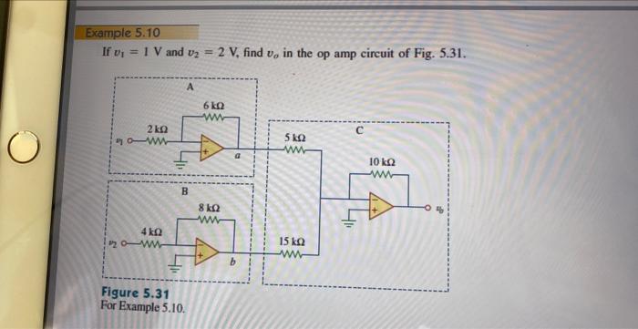 Solved If v1=1 V and v2=2 V, find vo in the op amp circuit | Chegg.com