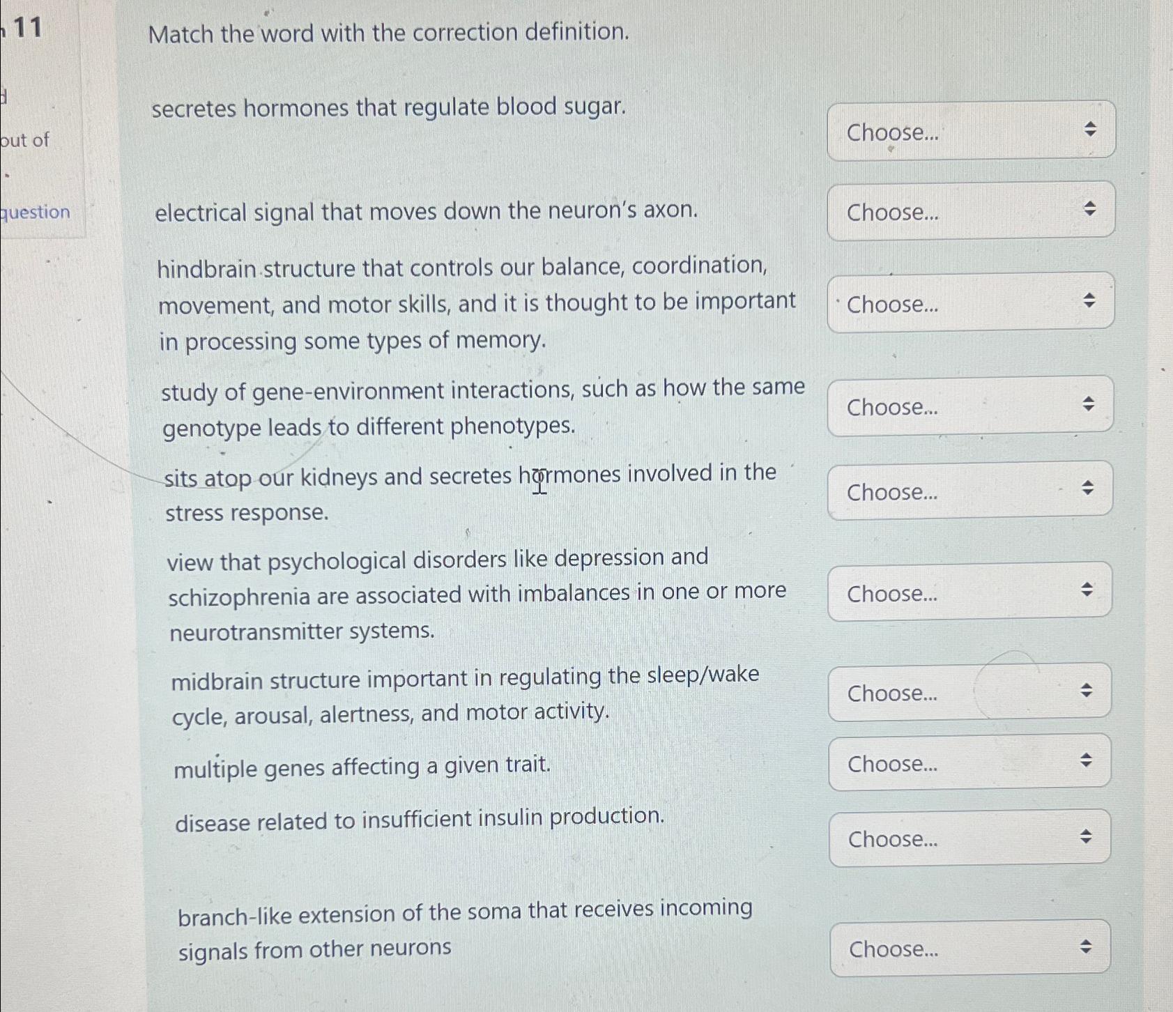Solved 11 ﻿Match the word with the correction | Chegg.com