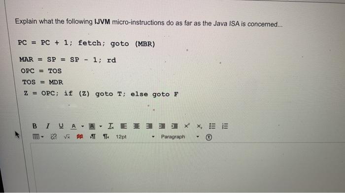 Solved Explain what the following IJVM micro-instructions do | Chegg.com