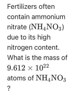 Solved Fertilizers often contain ammonium nitrate (NH4NO3) | Chegg.com