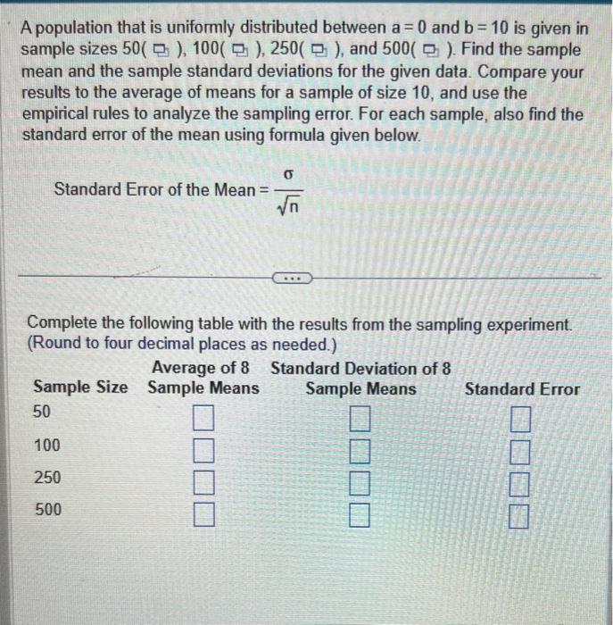 Solved A population that is uniformly distributed between | Chegg.com