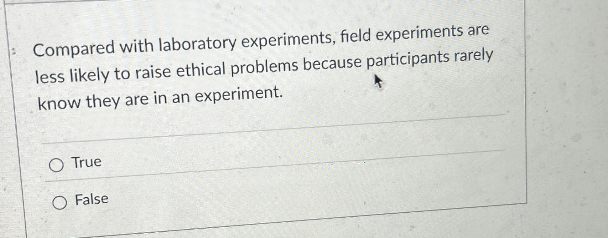 Solved Compared with laboratory experiments, field | Chegg.com