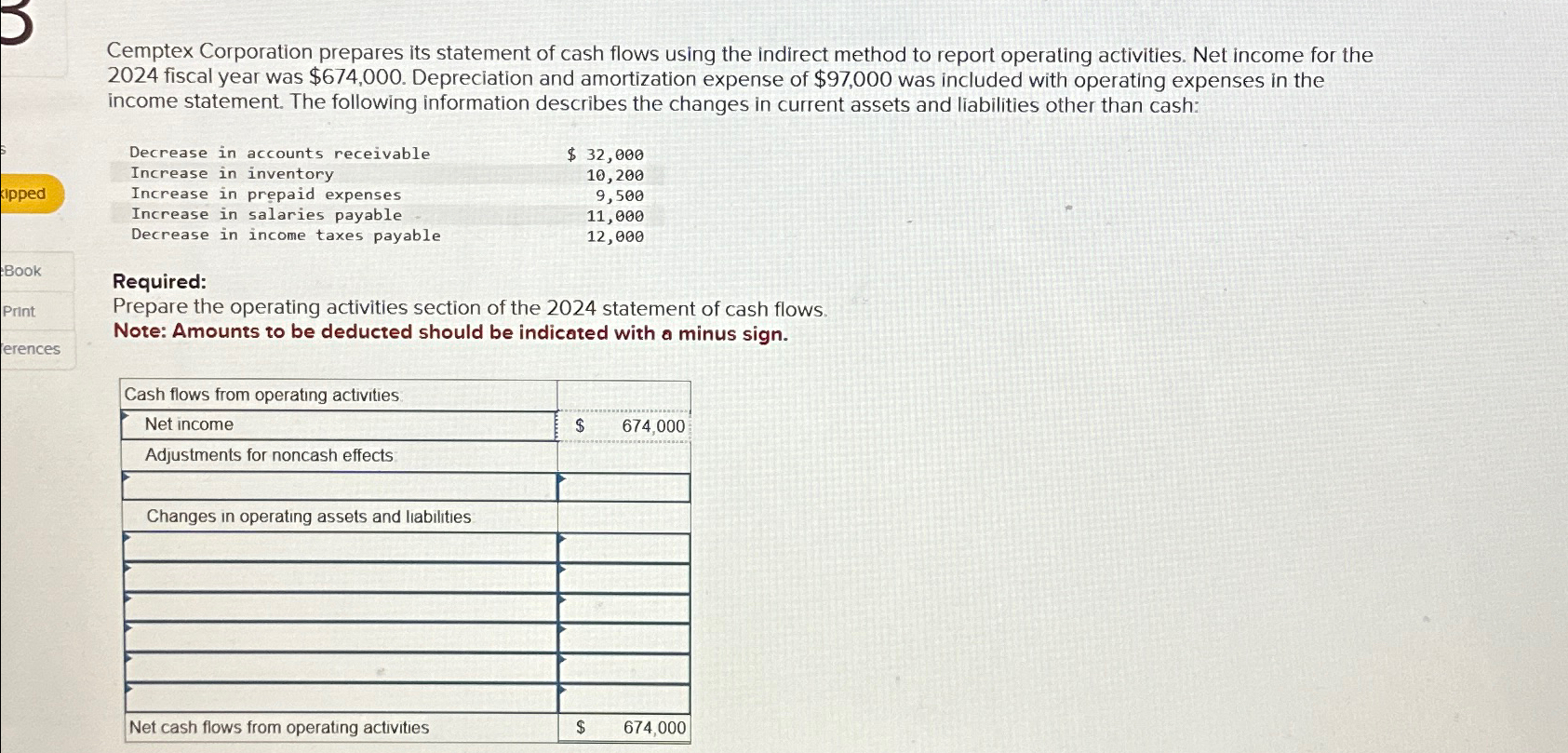 Solved Cemptex Corporation prepares its statement of cash | Chegg.com