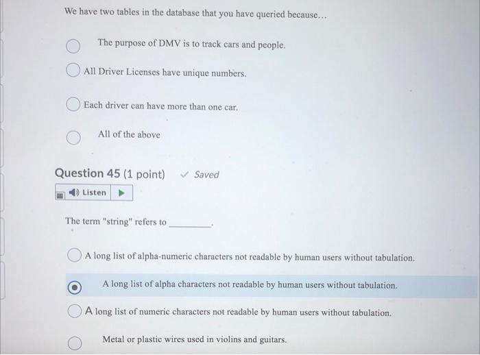 Solved We have two tables in the database that you have | Chegg.com