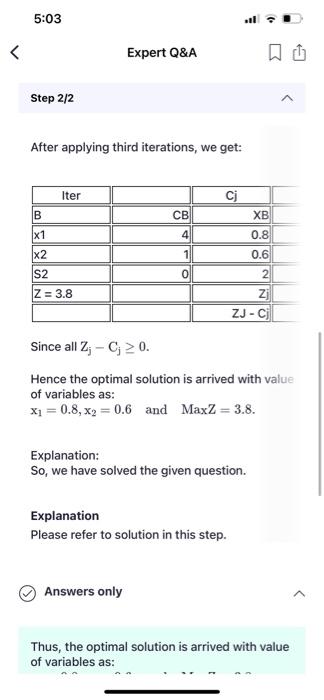 Solved continue the below of the table with using Big M | Chegg.com
