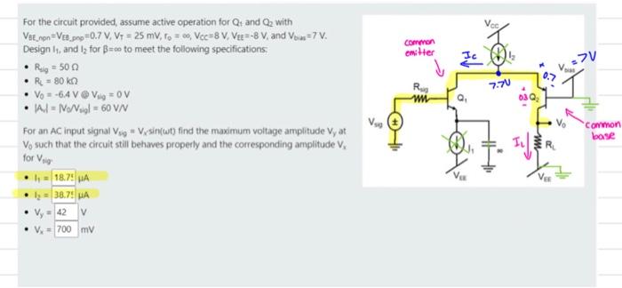 Solved For the circuit provided, assume active operation for | Chegg.com