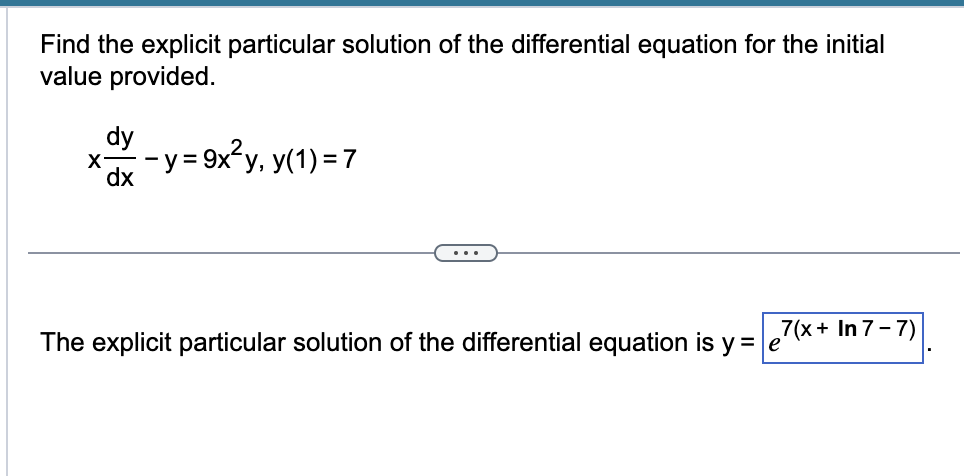 Solved Find the explicit particular solution of the | Chegg.com