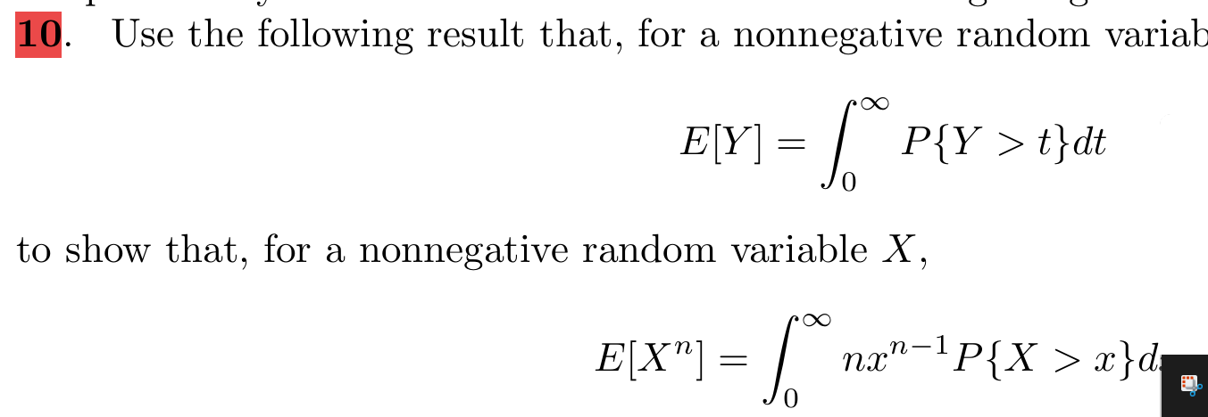 Solved Use the following result that, for a nonnegative | Chegg.com