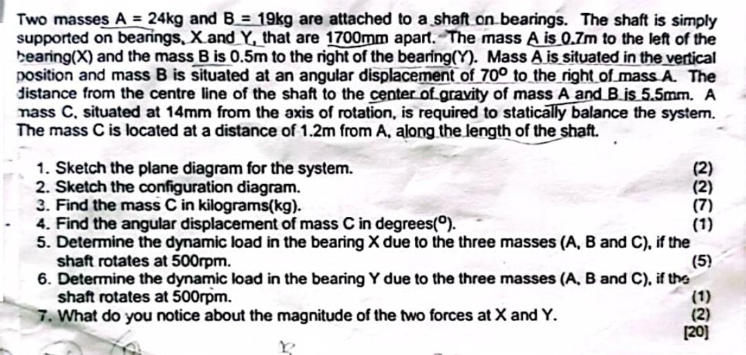 Solved Two masses \\( A=24 \\mathrm{~kg} \\) and \\( B=19 | Chegg.com