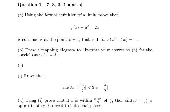 Solved (a) Using the formal definition of a limit, prove | Chegg.com