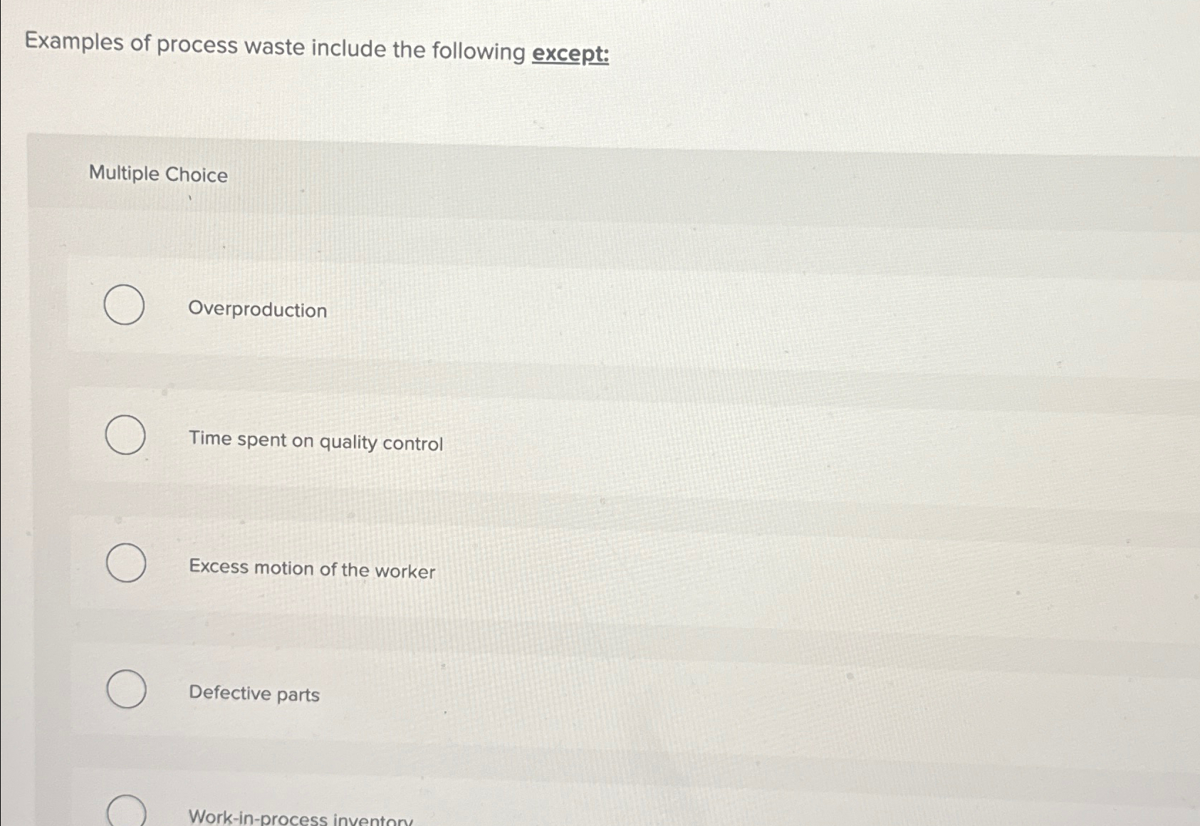 Solved Examples of process waste include the following | Chegg.com