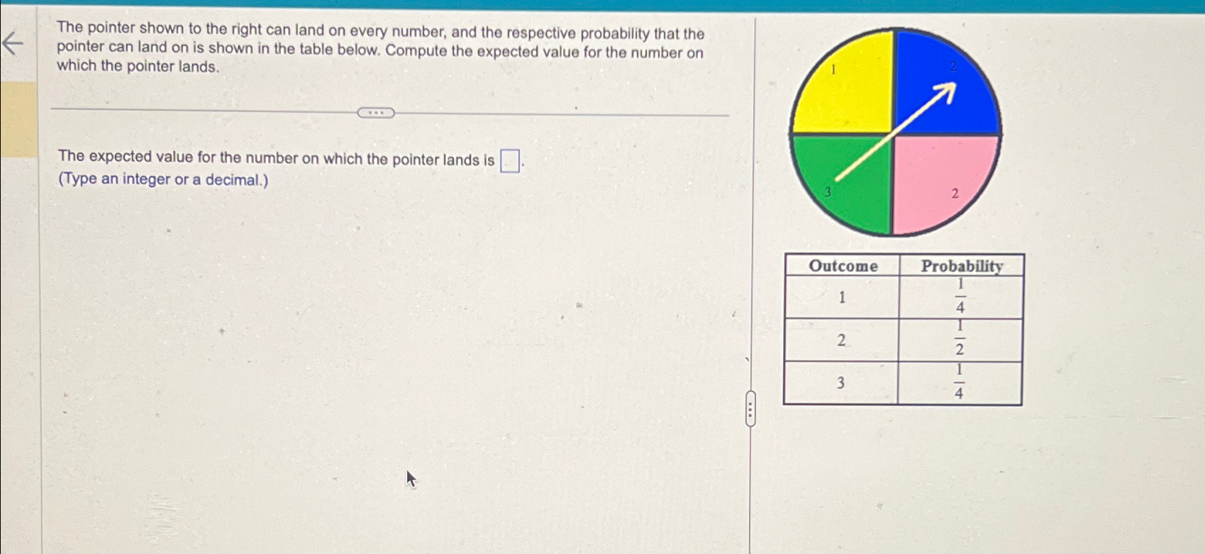 Solved The pointer shown to the right can land on every | Chegg.com