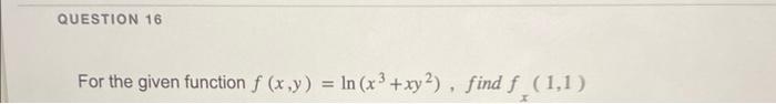 Solved f(x,y)=ln(x3+xy2) | Chegg.com