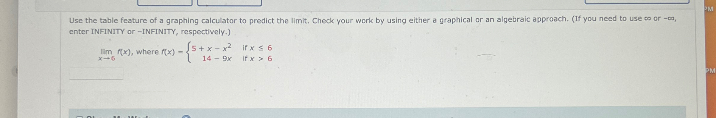 Solved enter INFINITY or -INFINITY, | Chegg.com