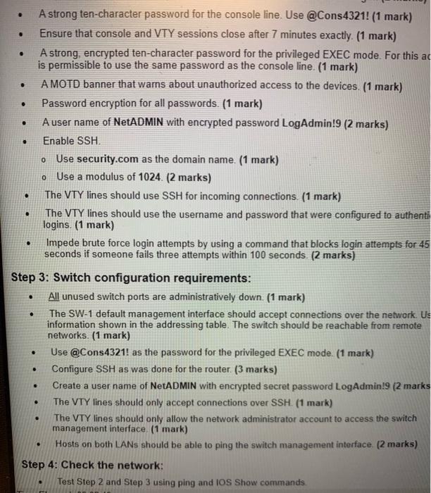 Solved Addressing Table Requirements Note: To keep this | Chegg.com
