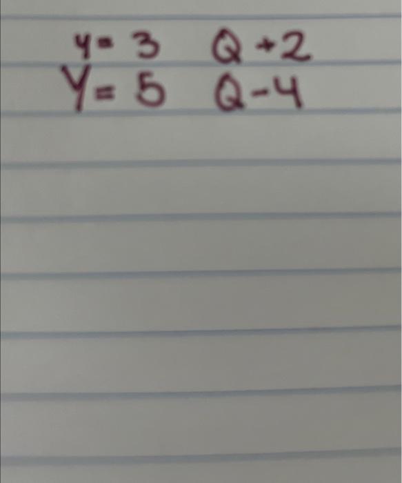 y=3Y=5Q+2Q−4 | Chegg.com