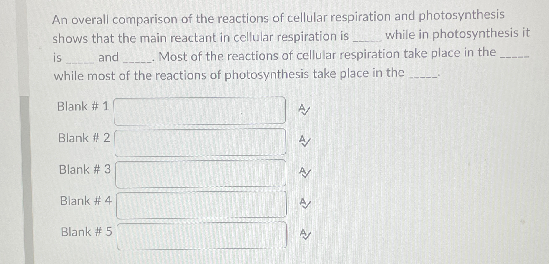 Solved An overall comparison of the reactions of cellular | Chegg.com