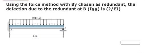 Solved Using the force method with By chosen as redundant, | Chegg.com