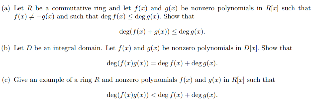 Solved (a) ﻿Let R ﻿be a commutative ring and let f(x) ﻿and | Chegg.com