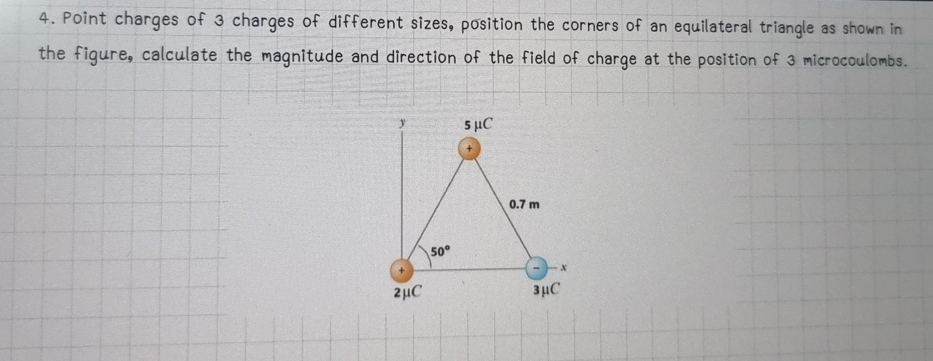 Solved 4. Point charges of 3 charges of different sizes, | Chegg.com