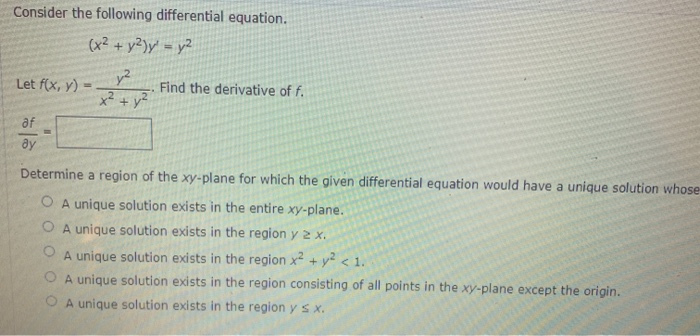 Solved Consider the following differential equation. (x2 + | Chegg.com