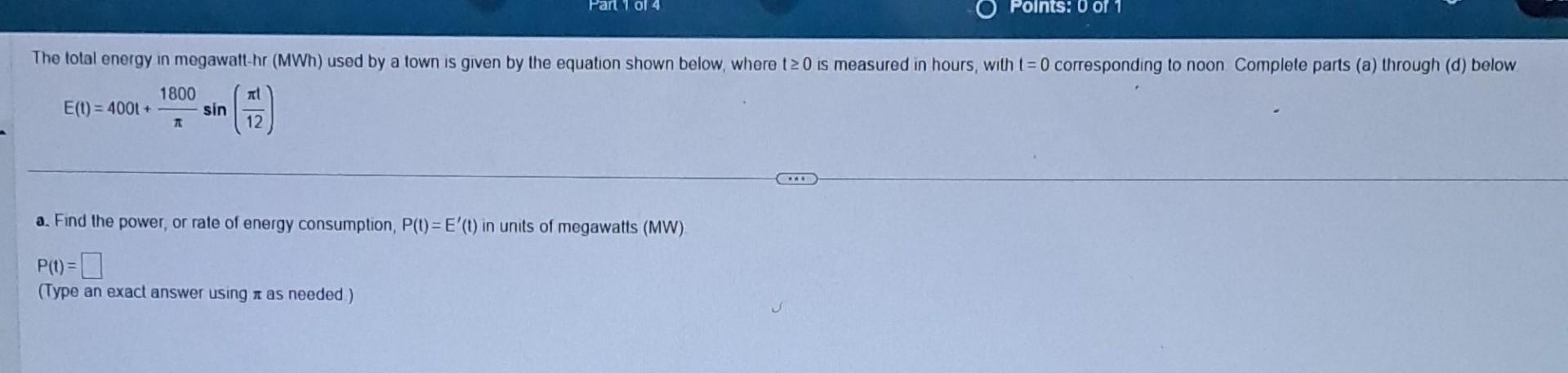 Solved The lotal energy in megawatt-hr (MWh) used by a town | Chegg.com