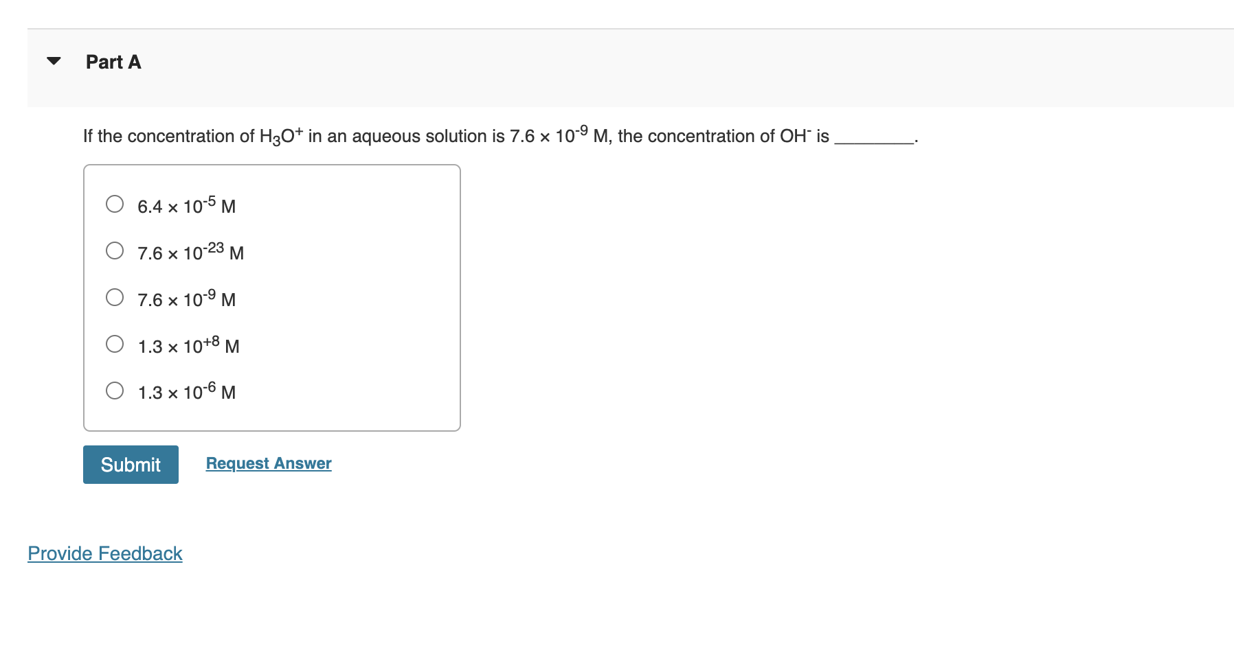Solved Part AIf ﻿the concentration of H3O+in an ﻿aqueous | Chegg.com