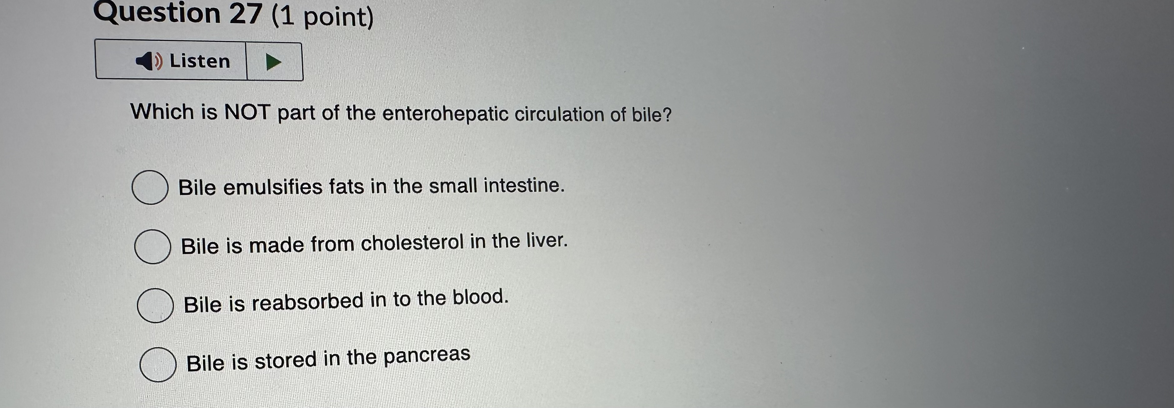 Solved Question 27 (1 ﻿point)ListenWhich is NOT part of the | Chegg.com