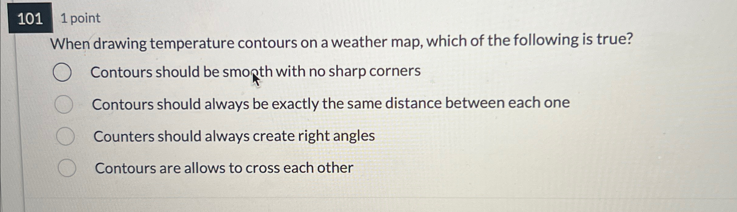 Solved 1011 ﻿pointWhen drawing temperature contours on a | Chegg.com