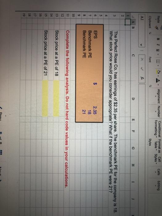 Solved Paste BIU. Cells Editing Alignment Number Conditional | Chegg.com