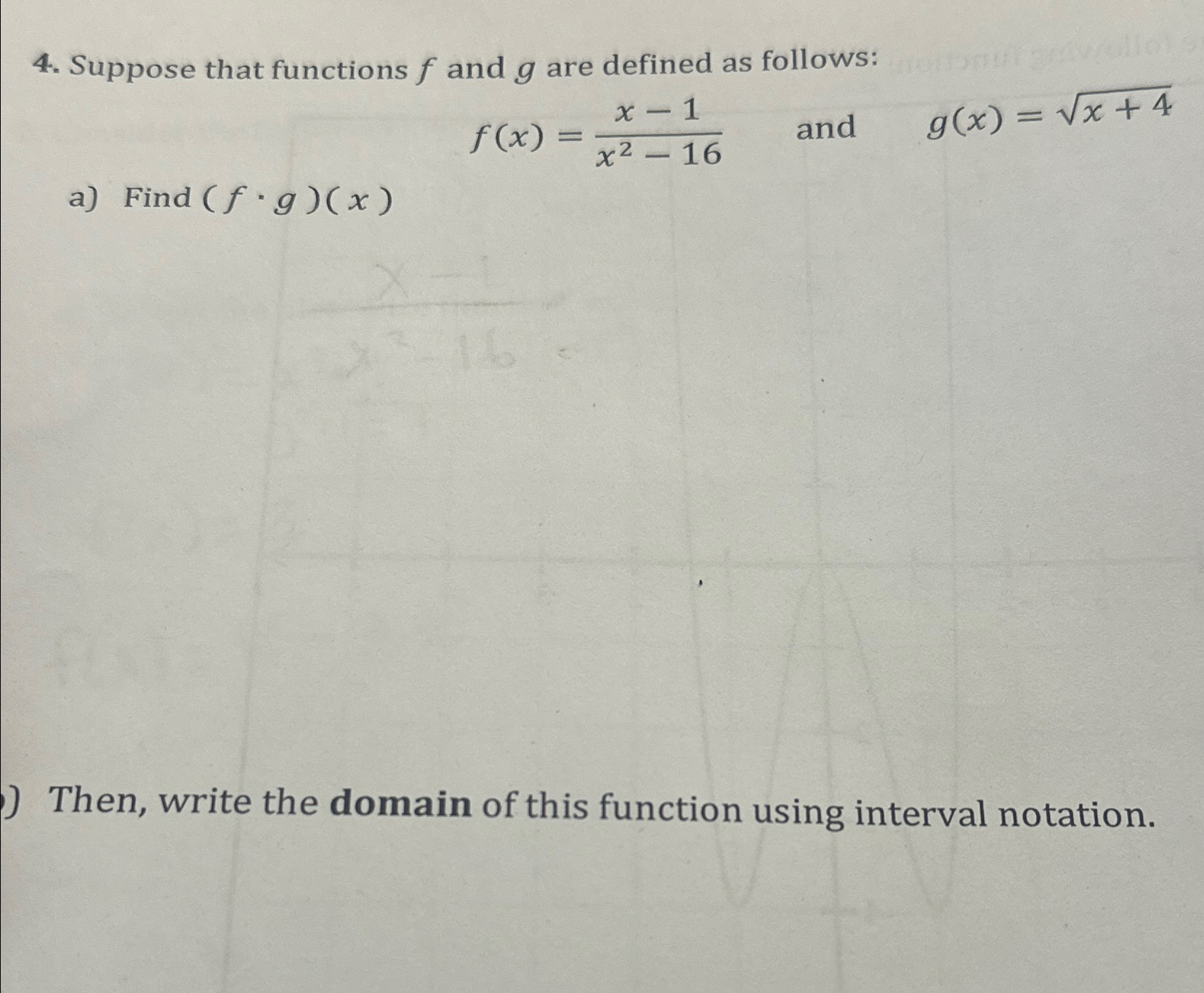 Solved Suppose that functions f ﻿and g ﻿are defined as | Chegg.com