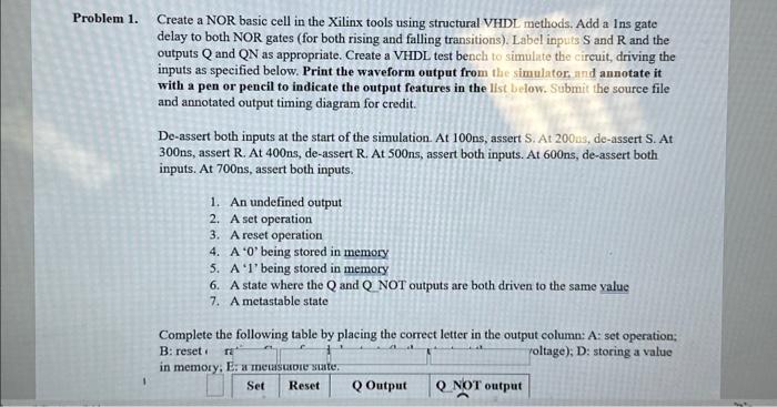 Solved Create a NOR basic cell in the Xilinx tools using | Chegg.com
