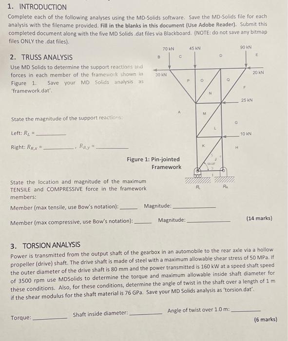 Solved 1. INTRODUCTION Complete each of the following | Chegg.com