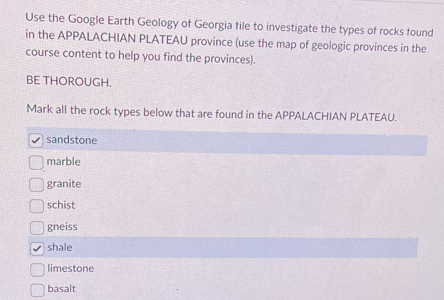 Solved Use the Google Earth Geology of Georgia file to | Chegg.com