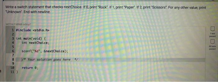 Solved CHALLENGE ACTIVITY 3.11.1: Rock-paper-scissors, Write | Chegg.com