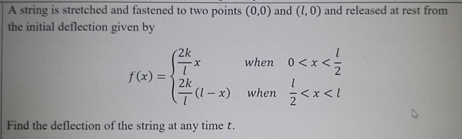 Solved A string is stretched and fastened to two points | Chegg.com