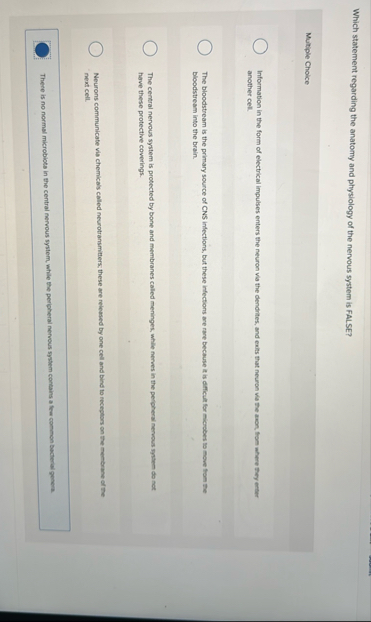 Solved Which statement regarding the anatomy and physiology | Chegg.com