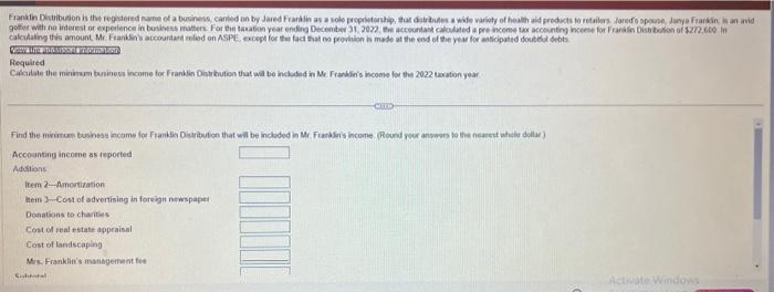 Prequired Cakulale the mininem tuinees income tor | Chegg.com
