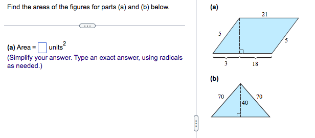 Solved Find the areas of the figures for parts (a) ﻿and (b) | Chegg.com