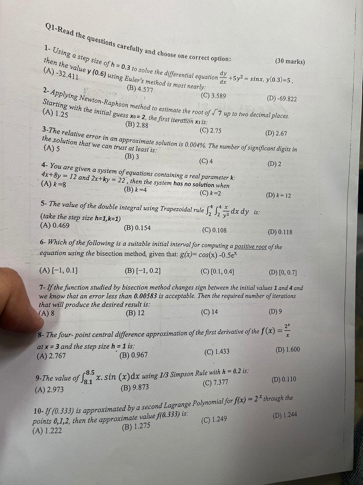 Solved Q1-Read the questions carefully and choose one | Chegg.com