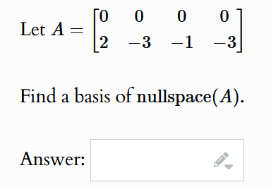 Solved Let A=[00002-3-1-3]Find a basis of nullspace | Chegg.com
