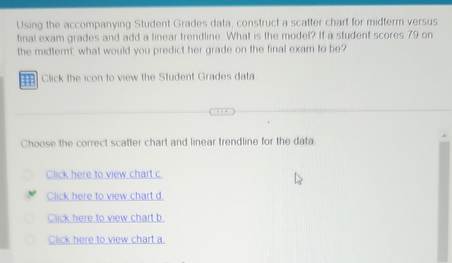 Solved Using the accompanying Student Grades data, construct | Chegg.com